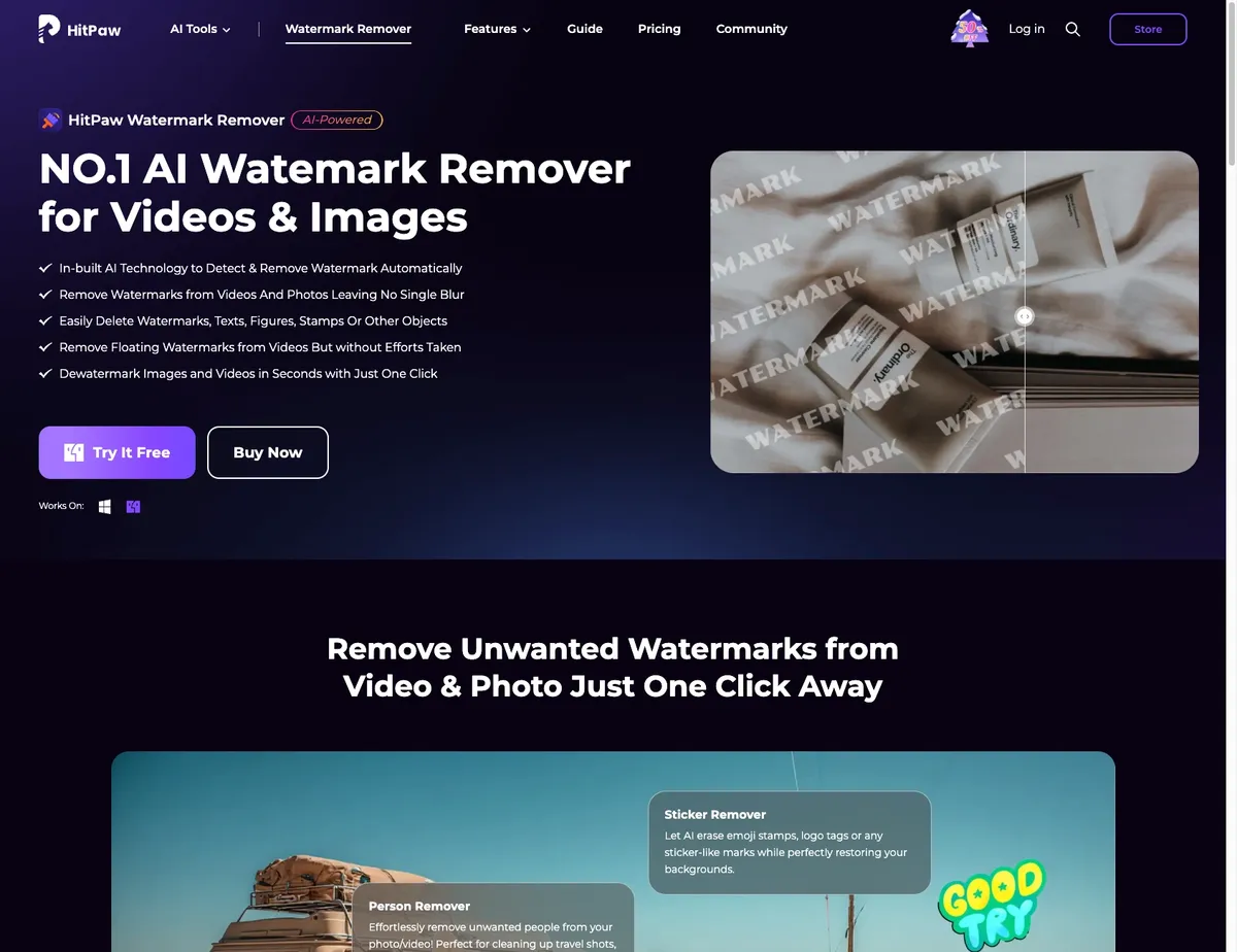 HitPaw Watermark Remover: avis, prix, fonctionnalités & alternatives