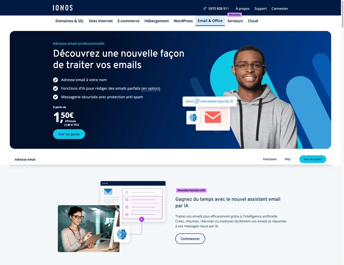Ionos Webmail: avis, prix, fonctionnalités & alternatives